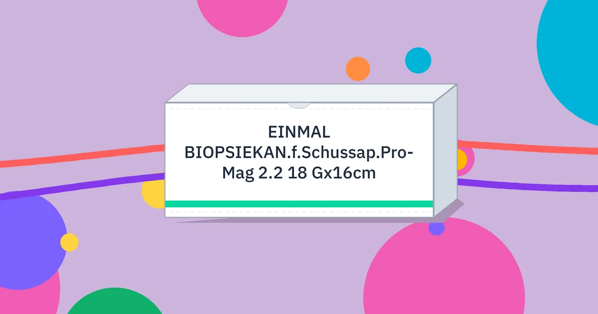Symbolbild: Packung mit der Aufschrift EINMAL BIOPSIEKAN.f.Schussap.Pro-Mag 2.2 18 Gx16cm (PZN 00282613) – Verfügbarkeit und Bezug in Apotheken in Frankfurt am Main