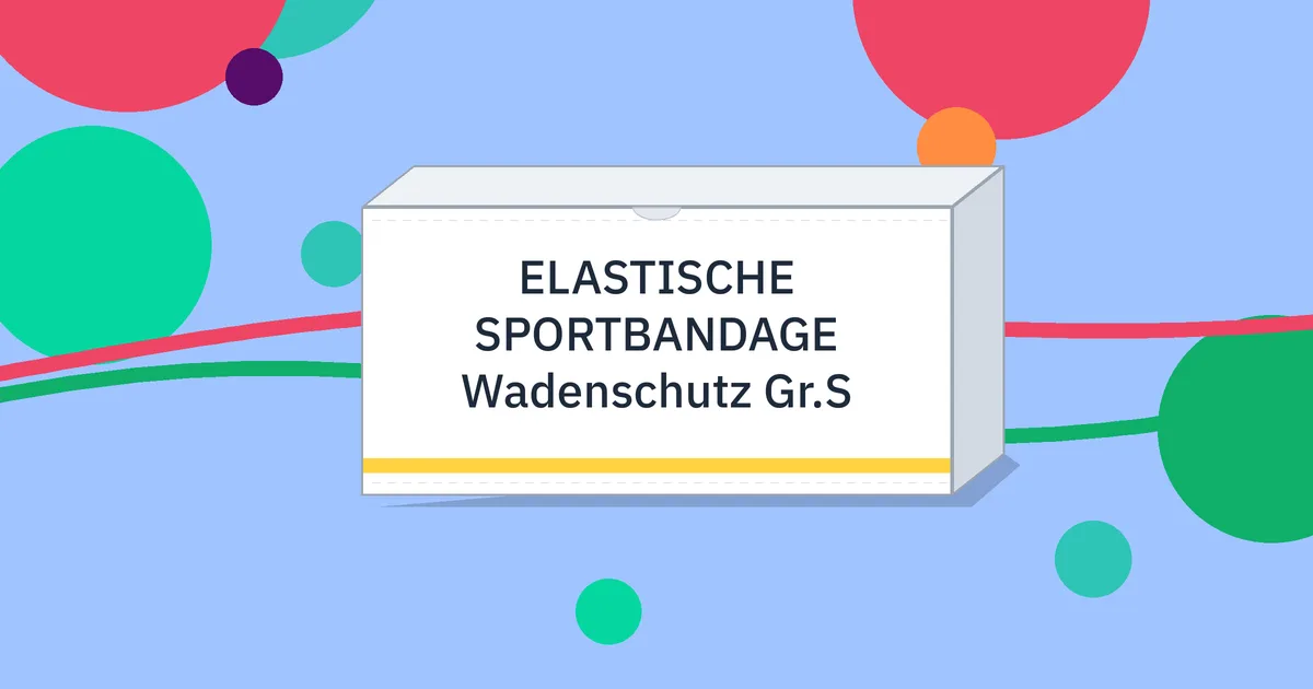 Symbolbild: Packung mit der Aufschrift ELASTISCHE SPORTBANDAGE Wadenschutz Gr.S (PZN 15249923) – Verfügbarkeit und Bezug in Apotheken in Frankfurt am Main