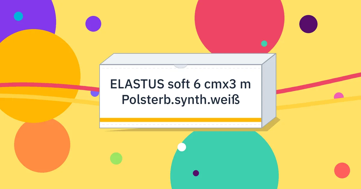 Symbolbild: Packung mit der Aufschrift ELASTUS soft 6 cmx3 m Polsterb.synth.weiß (PZN 17997204) – Verfügbarkeit und Bezug in Apotheken in Frankfurt am Main