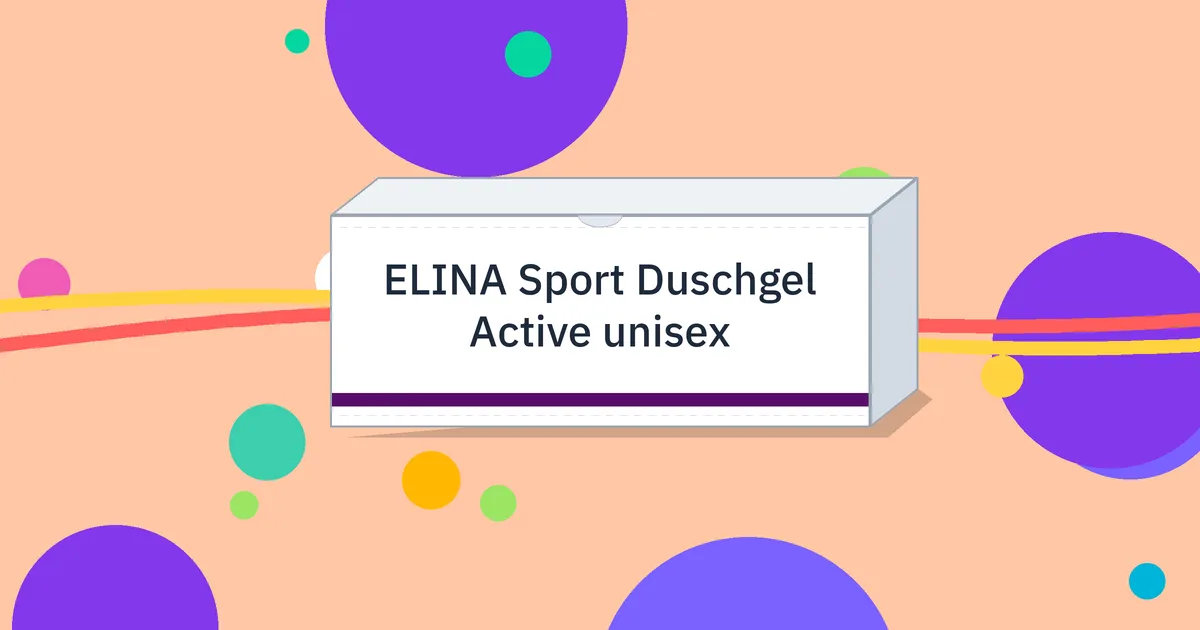 Symbolbild: Packung mit der Aufschrift ELINA Sport Duschgel Active unisex (PZN 10347839) – Verfügbarkeit und Bezug in Apotheken in Frankfurt am Main