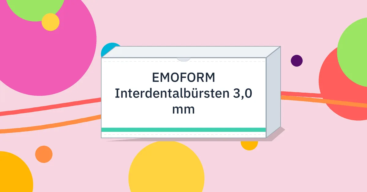 Symbolbild: Packung mit der Aufschrift EMOFORM Interdentalbürsten 3,0 mm (PZN 09949711) – Verfügbarkeit und Bezug in Apotheken in Frankfurt am Main