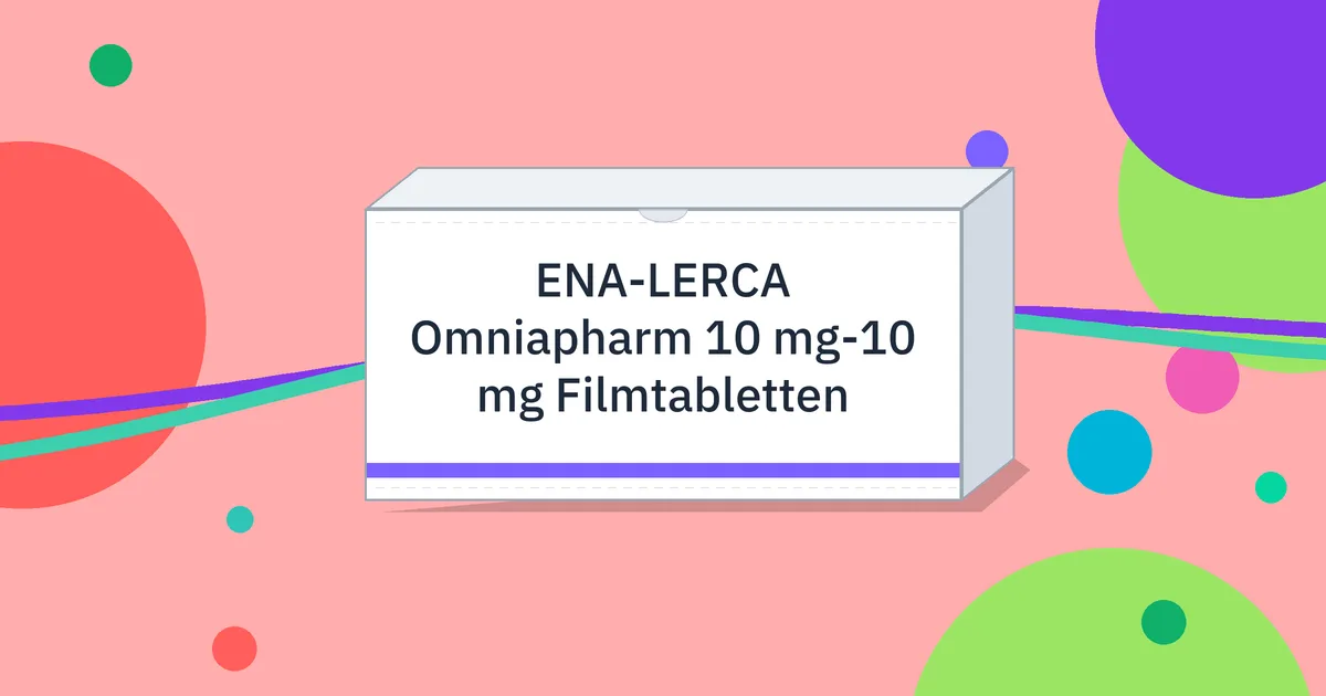 Symbolbild: Packung mit der Aufschrift ENA-LERCA Omniapharm 10 mg-10 mg Filmtabletten (PZN 12421014) – Verfügbarkeit und Bezug in Apotheken in Frankfurt am Main