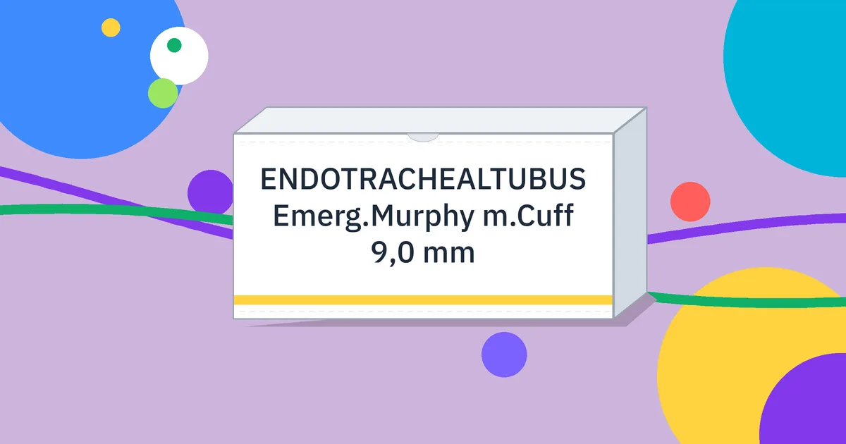 Symbolbild: Packung mit der Aufschrift ENDOTRACHEALTUBUS Emerg.Murphy m.Cuff 9,0 mm (PZN 07220070) – Verfügbarkeit und Bezug in Apotheken in Frankfurt am Main
