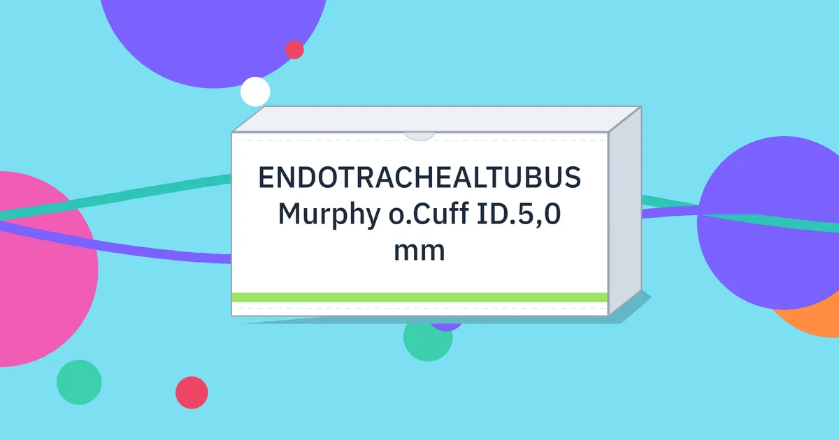 Symbolbild: Packung mit der Aufschrift ENDOTRACHEALTUBUS Murphy o.Cuff ID.5,0 mm (PZN 07217814) – Verfügbarkeit und Bezug in Apotheken in Frankfurt am Main