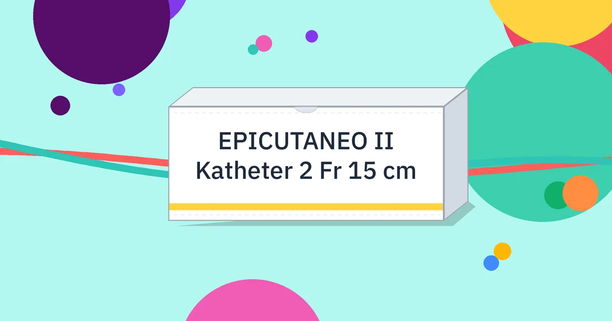 Symbolbild: Packung mit der Aufschrift EPICUTANEO II Katheter 2 Fr 15 cm (PZN 09513959) – Verfügbarkeit und Bezug in Apotheken in Frankfurt am Main