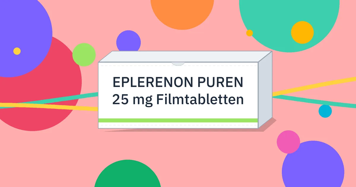 Symbolbild: Packung mit der Aufschrift EPLERENON PUREN 25 mg Filmtabletten (PZN 17978833) – Verfügbarkeit und Bezug in Apotheken in Frankfurt am Main