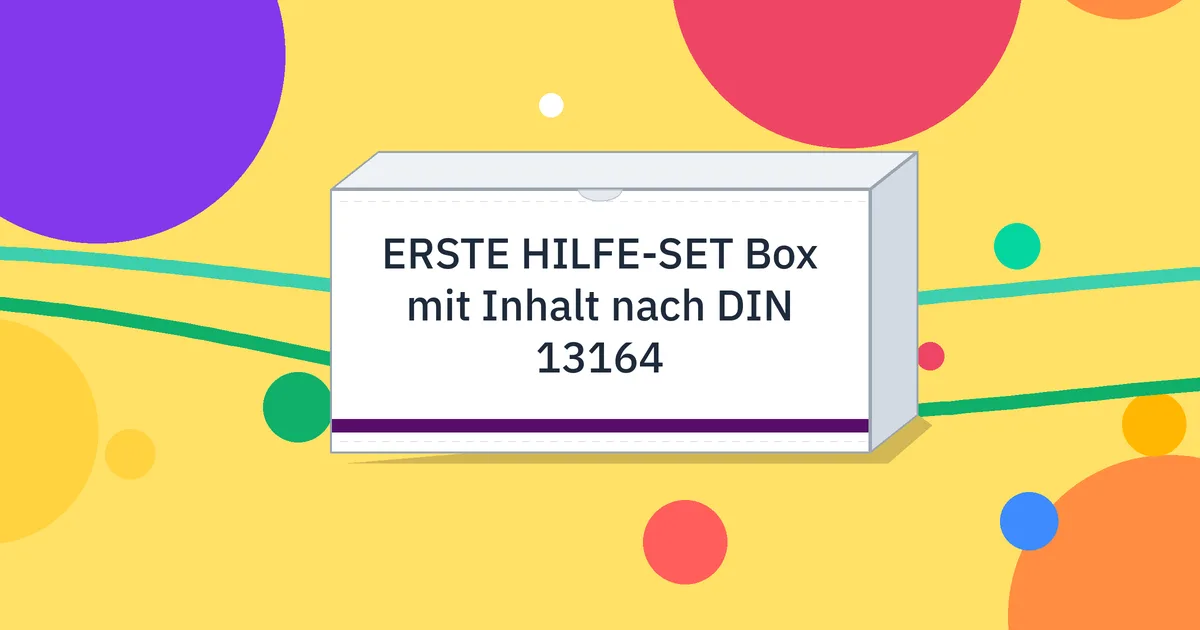 Symbolbild: Packung mit der Aufschrift ERSTE HILFE-SET Box mit Inhalt nach DIN 13164 (PZN 14141922) – Verfügbarkeit und Bezug in Apotheken in Frankfurt am Main