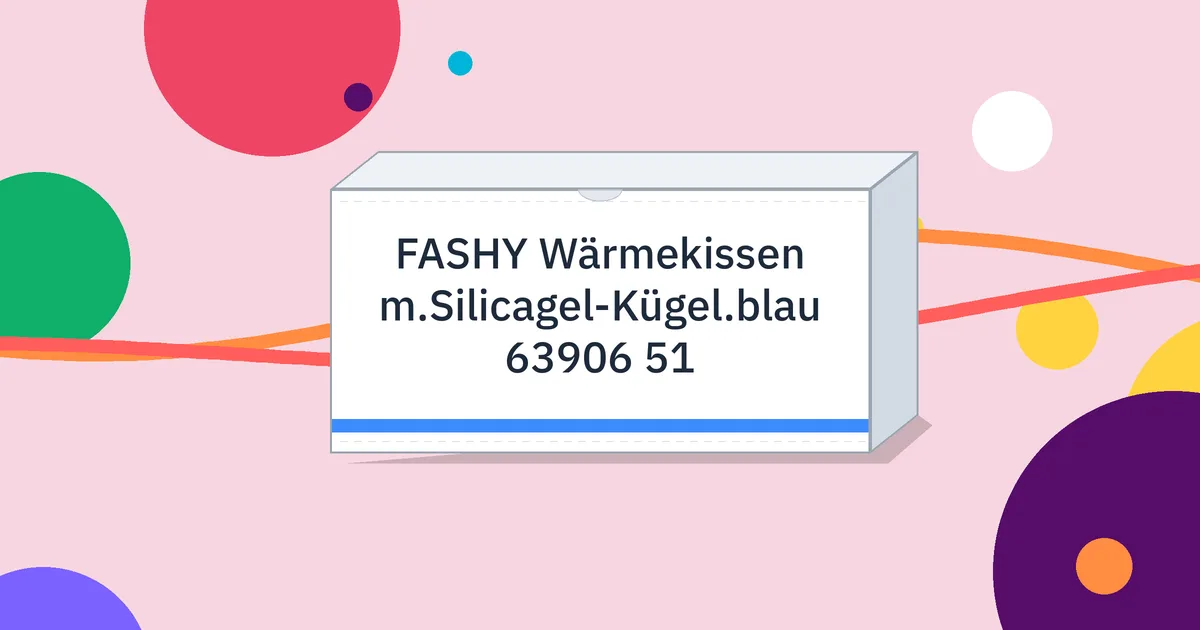 Symbolbild: Packung mit der Aufschrift FASHY Wärmekissen m.Silicagel-Kügel.blau 63906 51 (PZN 14142695) – Verfügbarkeit und Bezug in Apotheken in Frankfurt am Main