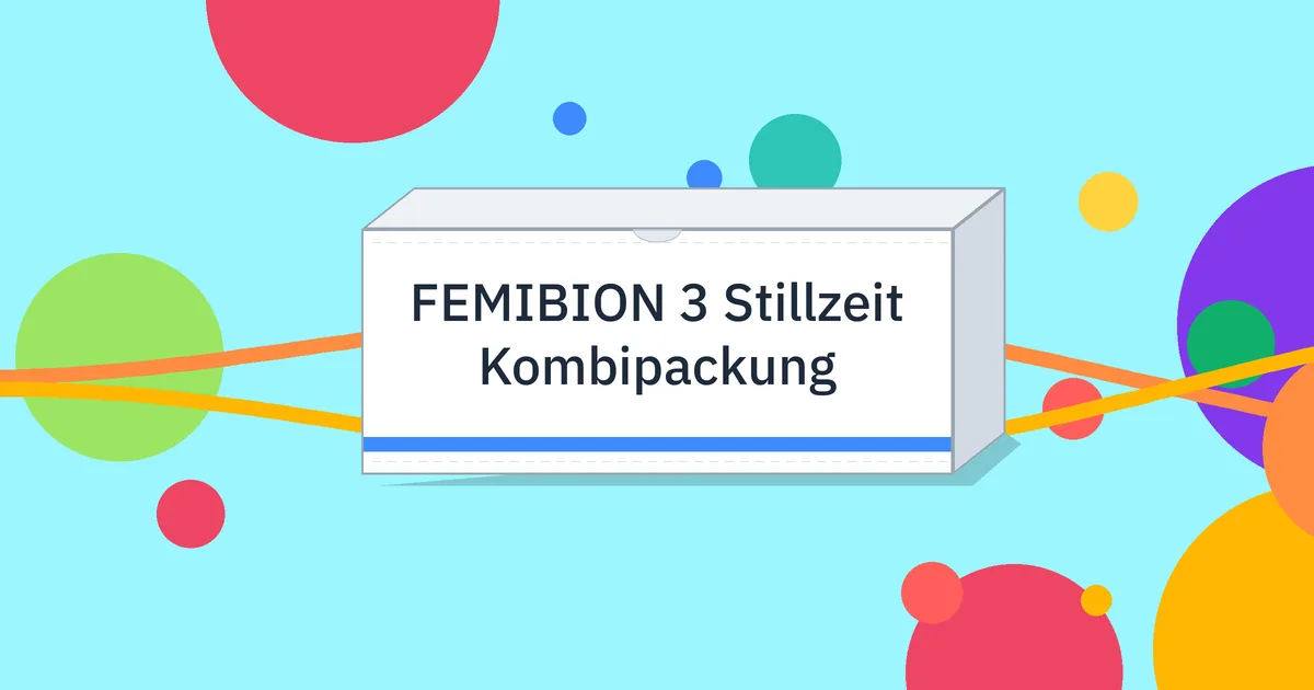 Symbolbild: Packung mit der Aufschrift FEMIBION 3 Stillzeit Kombipackung (PZN 16329759) – Verfügbarkeit und Bezug in Apotheken in Frankfurt am Main