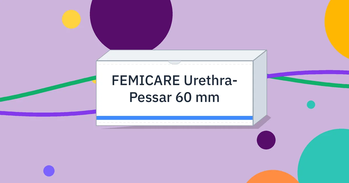 Symbolbild: Packung mit der Aufschrift FEMICARE Urethra-Pessar 60 mm (PZN 19336524) – Verfügbarkeit und Bezug in Apotheken in Frankfurt am Main