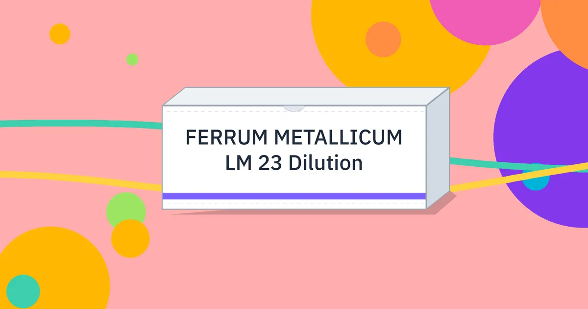 Symbolbild: Packung mit der Aufschrift FERRUM METALLICUM LM 23 Dilution (PZN 12850407) – Verfügbarkeit und Bezug in Apotheken in Frankfurt am Main