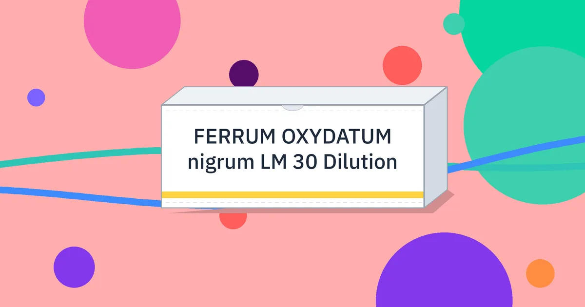 Symbolbild: Packung mit der Aufschrift FERRUM OXYDATUM nigrum LM 30 Dilution (PZN 12851401) – Verfügbarkeit und Bezug in Apotheken in Frankfurt am Main