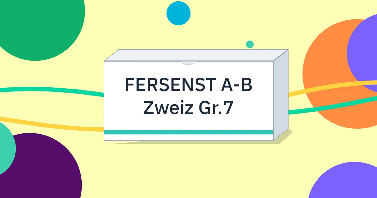 Symbolbild: Packung mit der Aufschrift FERSENST A-B Zweiz Gr.7 (PZN 01737760) – Verfügbarkeit und Bezug in Apotheken in Frankfurt am Main