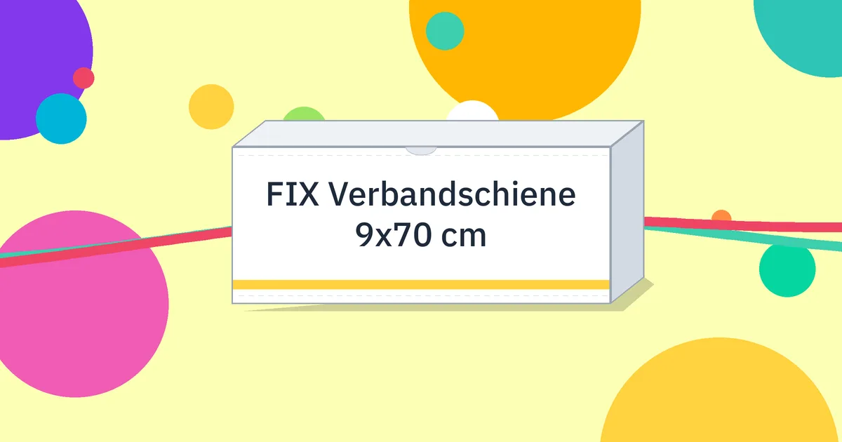 Symbolbild: Packung mit der Aufschrift FIX Verbandschiene 9x70 cm (PZN 06993284) – Verfügbarkeit und Bezug in Apotheken in Frankfurt am Main