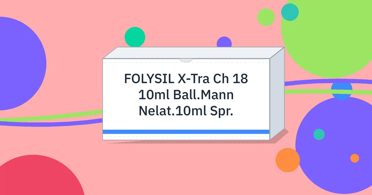 Symbolbild: Packung mit der Aufschrift FOLYSIL X-Tra Ch 18 10ml Ball.Mann Nelat.10ml Spr. (PZN 17998333) – Verfügbarkeit und Bezug in Apotheken in Frankfurt am Main