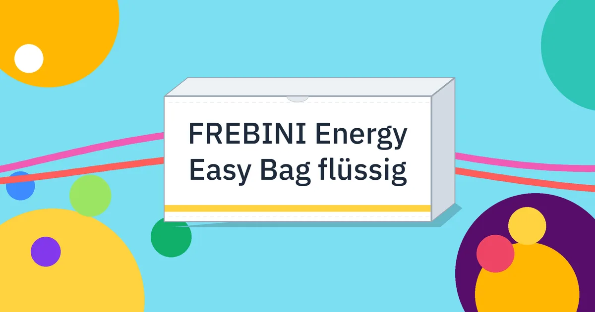 Symbolbild: Packung mit der Aufschrift FREBINI Energy Easy Bag flüssig (PZN 02423667) – Verfügbarkeit und Bezug in Apotheken in Frankfurt am Main