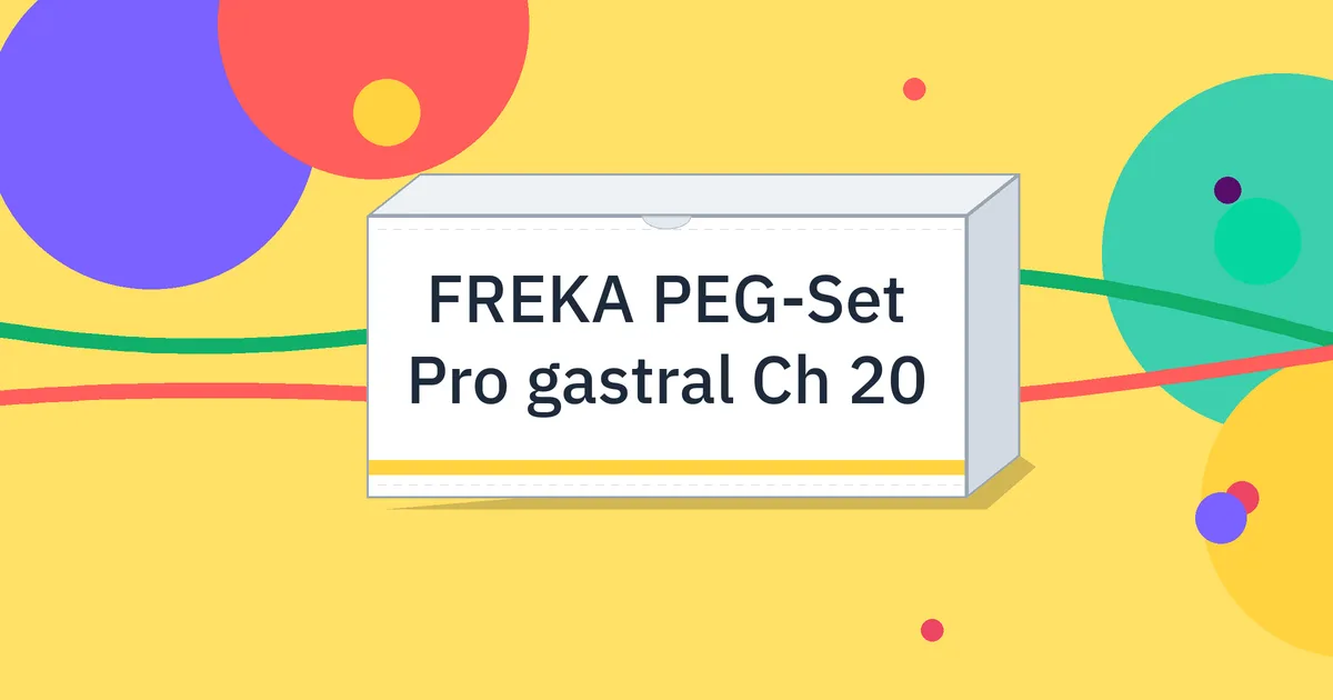Symbolbild: Packung mit der Aufschrift FREKA PEG-Set Pro gastral Ch 20 (PZN 16496931) – Verfügbarkeit und Bezug in Apotheken in Frankfurt am Main