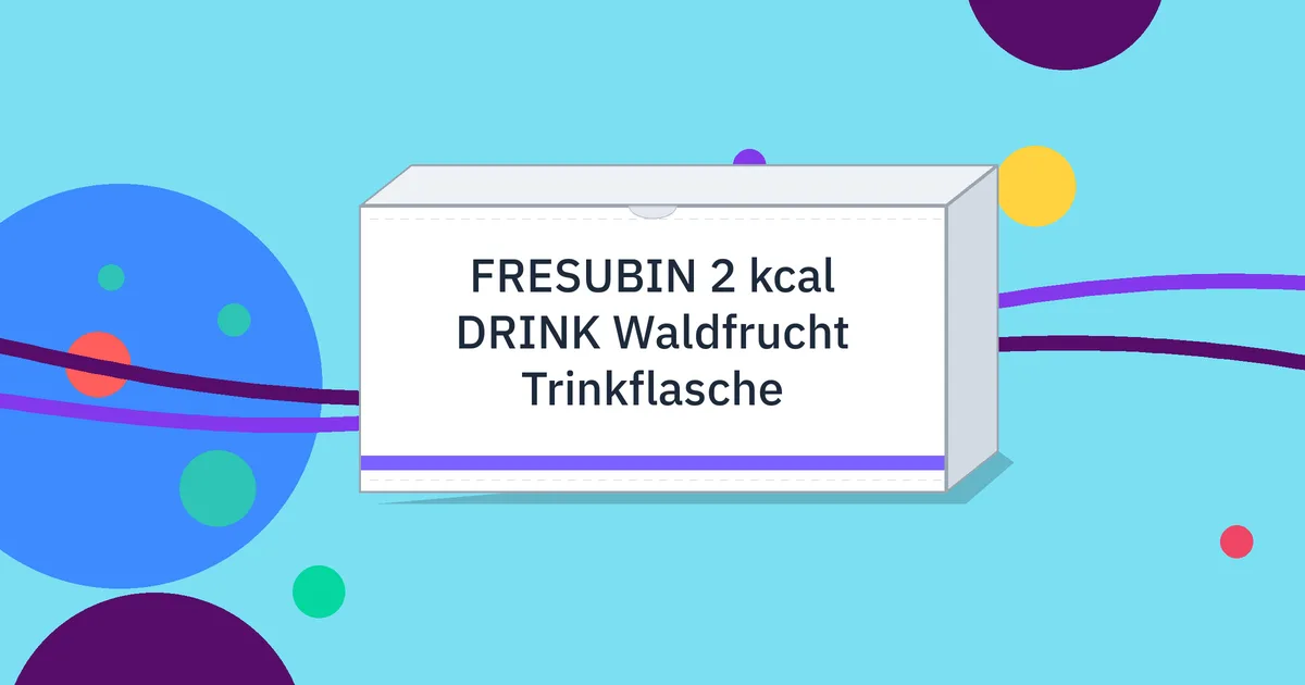 Symbolbild: Packung mit der Aufschrift FRESUBIN 2 kcal DRINK Waldfrucht Trinkflasche (PZN 18789790) – Verfügbarkeit und Bezug in Apotheken in Frankfurt am Main