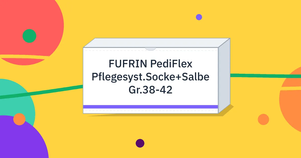 Symbolbild: Packung mit der Aufschrift FUFRIN PediFlex Pflegesyst.Socke+Salbe Gr.38-42 (PZN 05464804) – Verfügbarkeit und Bezug in Apotheken in Frankfurt am Main