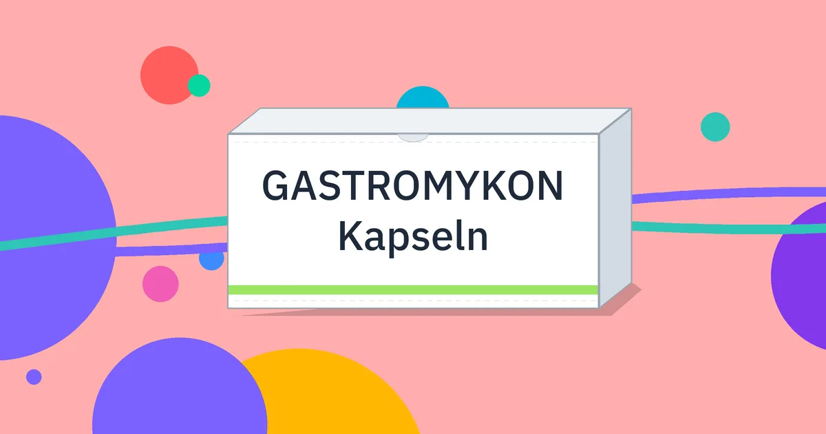 Symbolbild: Packung mit der Aufschrift GASTROMYKON Kapseln (PZN 06079379) – Verfügbarkeit und Bezug in Apotheken in Frankfurt am Main