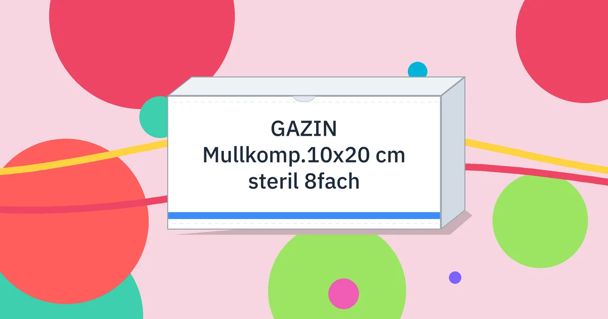 Symbolbild: Packung mit der Aufschrift GAZIN Mullkomp.10x20 cm steril 8fach (PZN 17451882) – Verfügbarkeit und Bezug in Apotheken in Frankfurt am Main