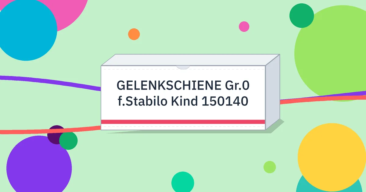 Symbolbild: Packung mit der Aufschrift GELENKSCHIENE Gr.0 f.Stabilo Kind 150140 (PZN 11014442) – Verfügbarkeit und Bezug in Apotheken in Frankfurt am Main