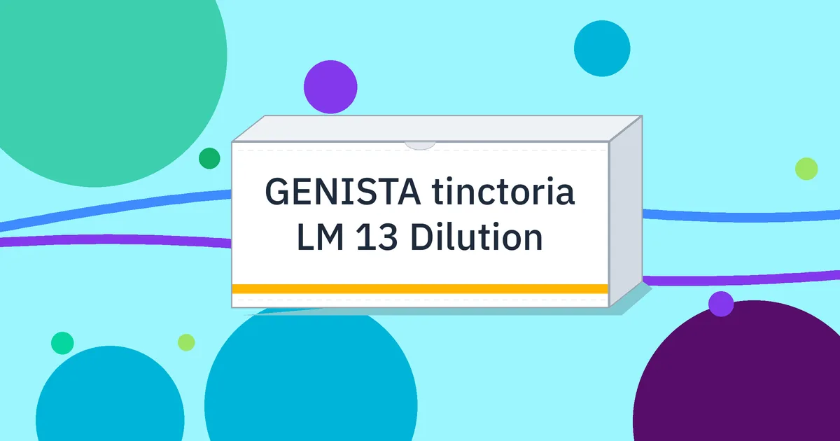 Symbolbild: Packung mit der Aufschrift GENISTA tinctoria LM 13 Dilution (PZN 13499478) – Verfügbarkeit und Bezug in Apotheken in Frankfurt am Main