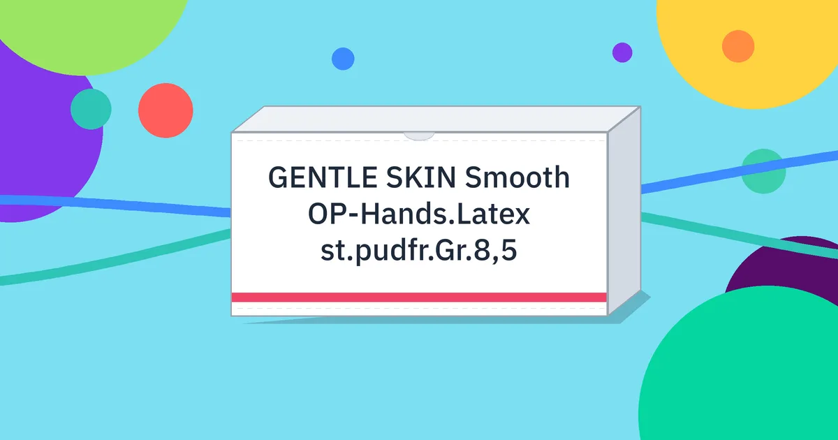 Symbolbild: Packung mit der Aufschrift GENTLE SKIN Smooth OP-Hands.Latex st.pudfr.Gr.8,5 (PZN 11154829) – Verfügbarkeit und Bezug in Apotheken in Frankfurt am Main