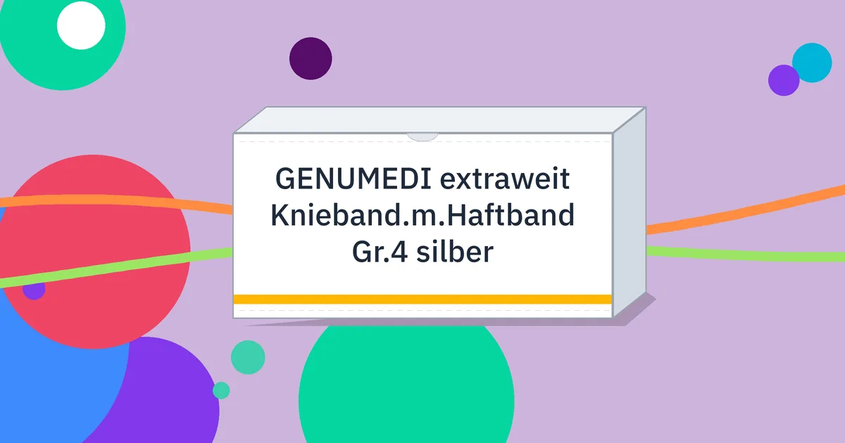 Symbolbild: Packung mit der Aufschrift GENUMEDI extraweit Knieband.m.Haftband Gr.4 silber (PZN 15315689) – Verfügbarkeit und Bezug in Apotheken in Frankfurt am Main