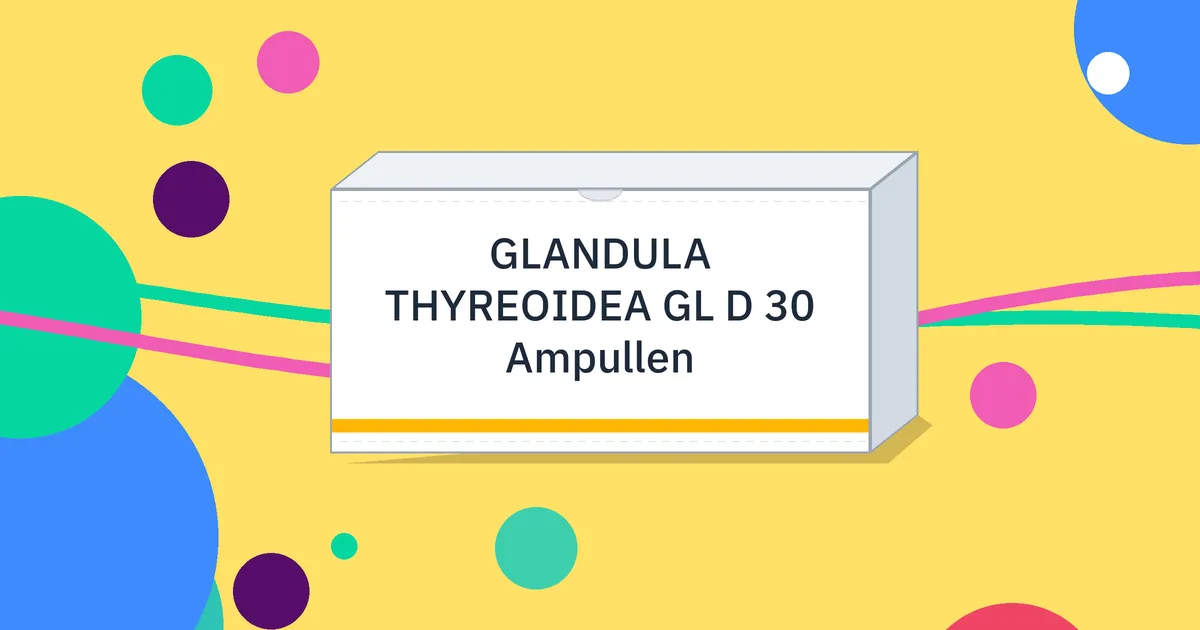 Symbolbild: Packung mit der Aufschrift GLANDULA THYREOIDEA GL D 30 Ampullen (PZN 02830071) – Verfügbarkeit und Bezug in Apotheken in Frankfurt am Main