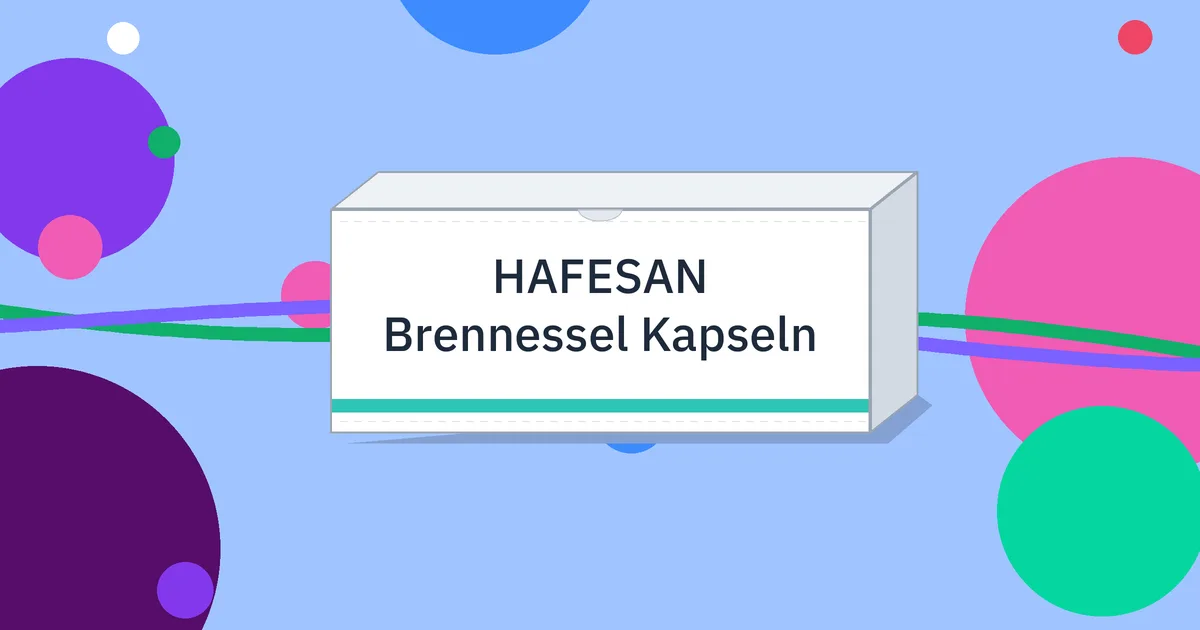 Symbolbild: Packung mit der Aufschrift HAFESAN Brennessel Kapseln (PZN 07427256) – Verfügbarkeit und Bezug in Apotheken in Frankfurt am Main