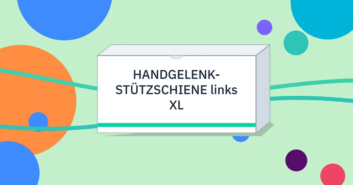 Symbolbild: Packung mit der Aufschrift HANDGELENK-STÜTZSCHIENE links XL (PZN 19070256) – Verfügbarkeit und Bezug in Apotheken in Frankfurt am Main