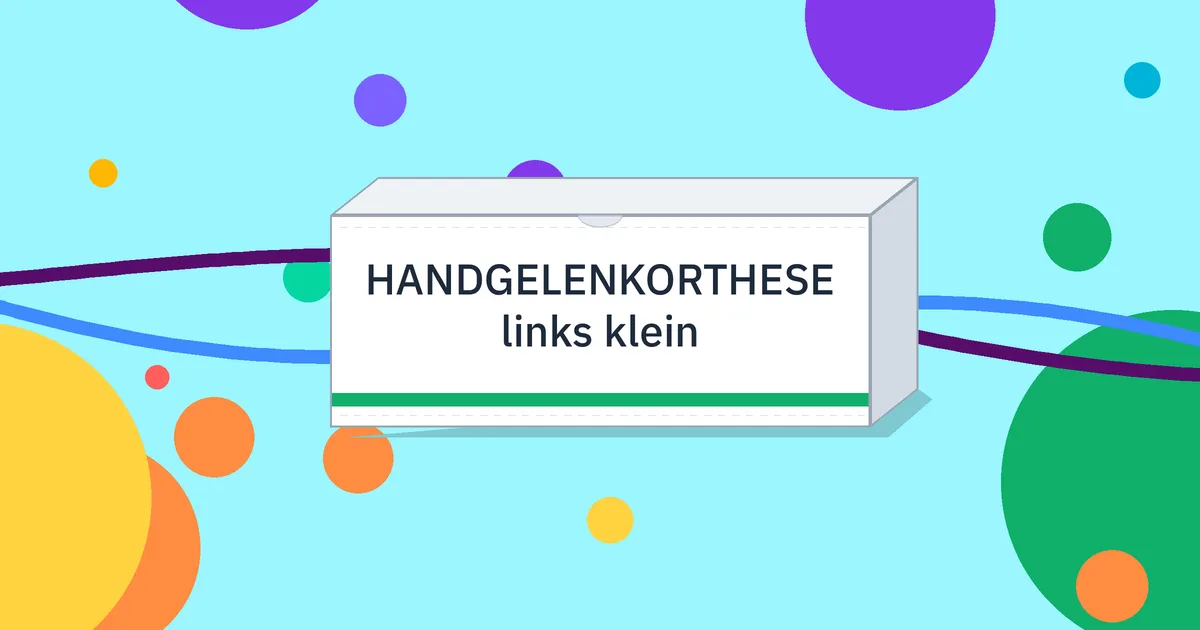 Symbolbild: Packung mit der Aufschrift HANDGELENKORTHESE links klein (PZN 02641559) – Verfügbarkeit und Bezug in Apotheken in Frankfurt am Main