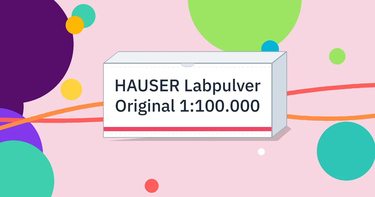 Symbolbild: Packung mit der Aufschrift HAUSER Labpulver Original 1:100.000 (PZN 03146715) – Verfügbarkeit und Bezug in Apotheken in Frankfurt am Main