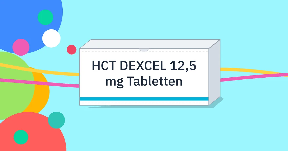 Symbolbild: Packung mit der Aufschrift HCT DEXCEL 12,5 mg Tabletten (PZN 07745938) – Verfügbarkeit und Bezug in Apotheken in Frankfurt am Main
