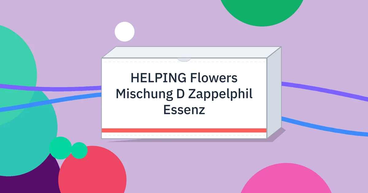 Symbolbild: Packung mit der Aufschrift HELPING Flowers Mischung D Zappelphil Essenz (PZN 12500191) – Verfügbarkeit und Bezug in Apotheken in Frankfurt am Main