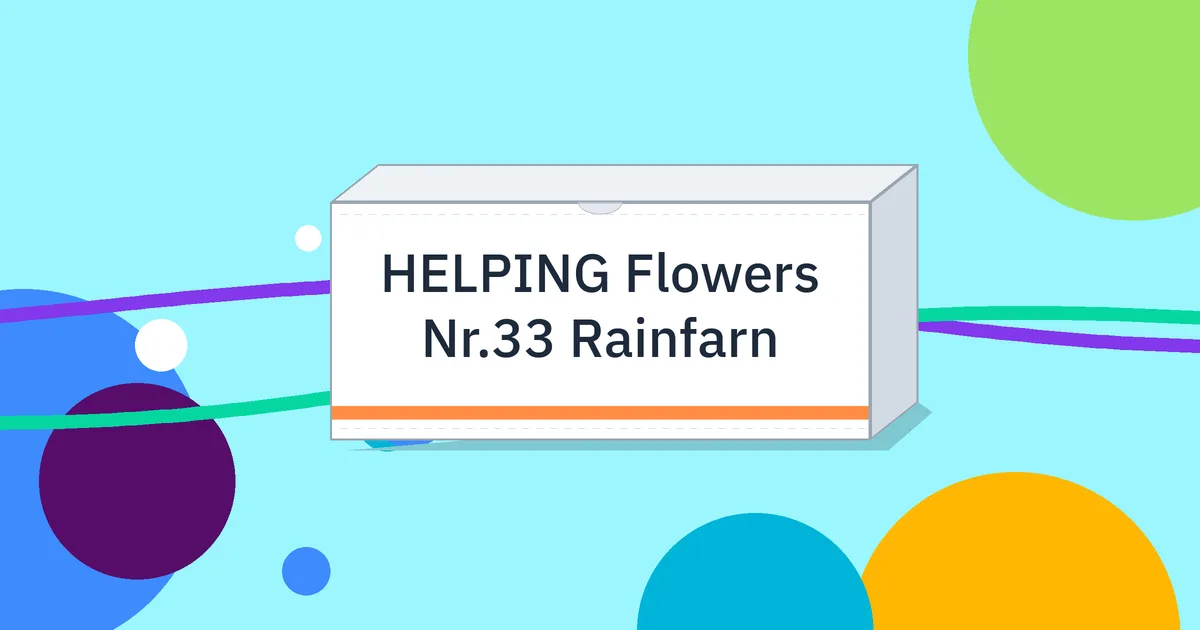 Symbolbild: Packung mit der Aufschrift HELPING Flowers Nr.33 Rainfarn (PZN 12499967) – Verfügbarkeit und Bezug in Apotheken in Frankfurt am Main