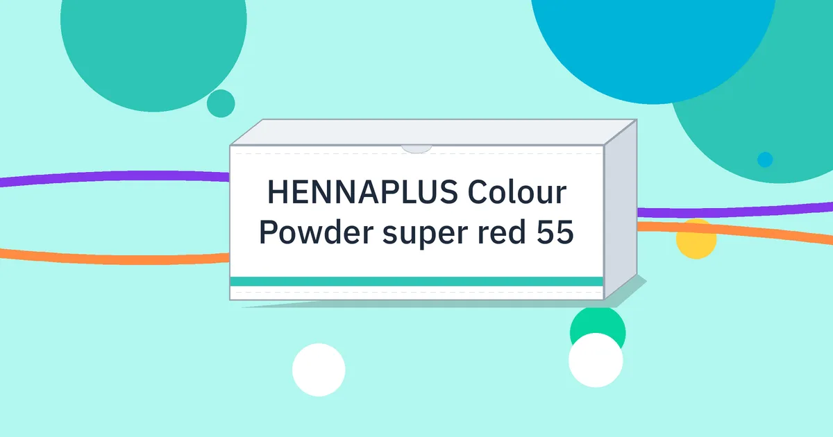Symbolbild: Packung mit der Aufschrift HENNAPLUS Colour Powder super red 55 (PZN 00099464) – Verfügbarkeit und Bezug in Apotheken in Frankfurt am Main