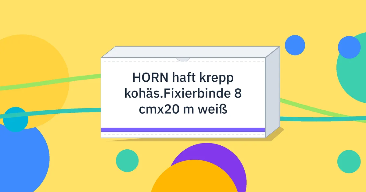 Symbolbild: Packung mit der Aufschrift HORN haft krepp kohäs.Fixierbinde 8 cmx20 m weiß (PZN 03783770) – Verfügbarkeit und Bezug in Apotheken in Frankfurt am Main