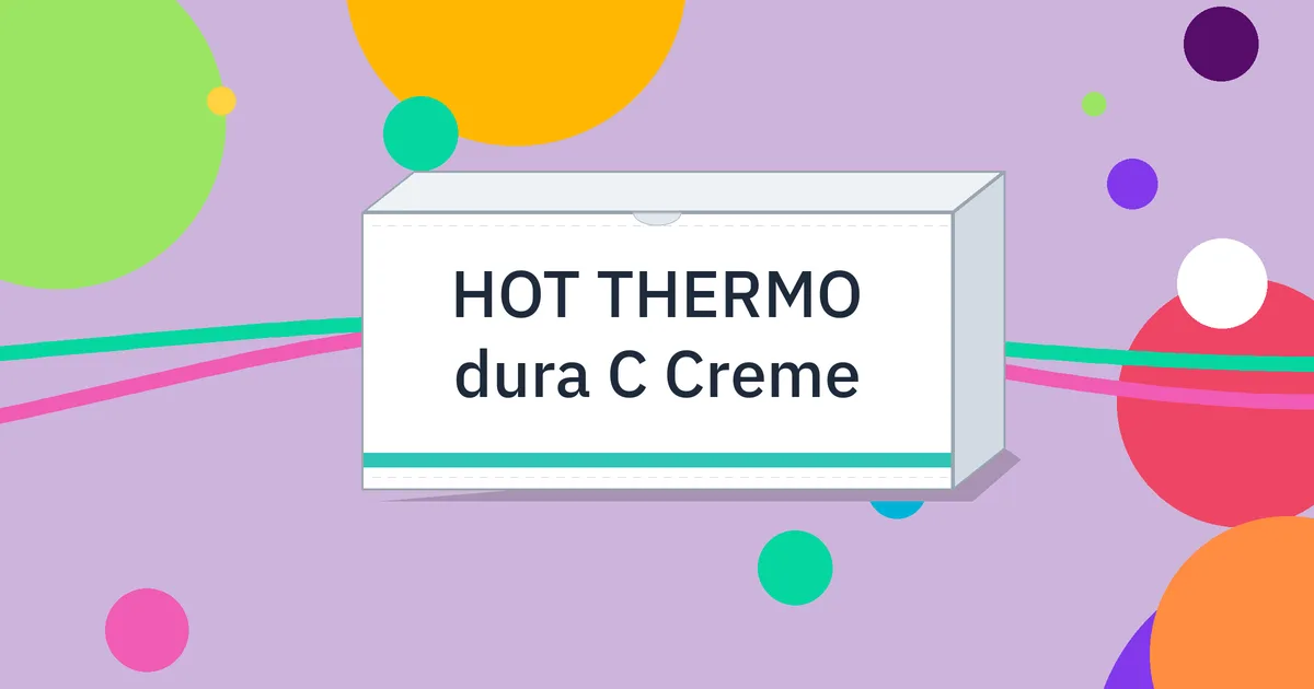 Symbolbild: Packung mit der Aufschrift HOT THERMO dura C Creme (PZN 01001102) – Verfügbarkeit und Bezug in Apotheken in Frankfurt am Main