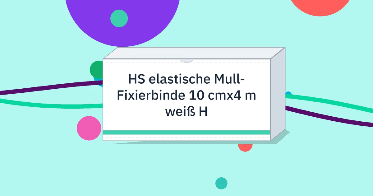 Symbolbild: Packung mit der Aufschrift HS elastische Mull-Fixierbinde 10 cmx4 m weiß H (PZN 09741643) – Verfügbarkeit und Bezug in Apotheken in Frankfurt am Main