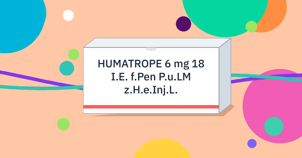 Symbolbild: Packung mit der Aufschrift HUMATROPE 6 mg 18 I.E. f.Pen P.u.LM z.H.e.Inj.L. (PZN 13348259) – Verfügbarkeit und Bezug in Apotheken in Frankfurt am Main