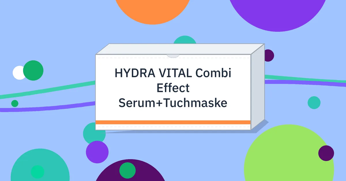 Symbolbild: Packung mit der Aufschrift HYDRA VITAL Combi Effect Serum+Tuchmaske (PZN 15405889) – Verfügbarkeit und Bezug in Apotheken in Frankfurt am Main
