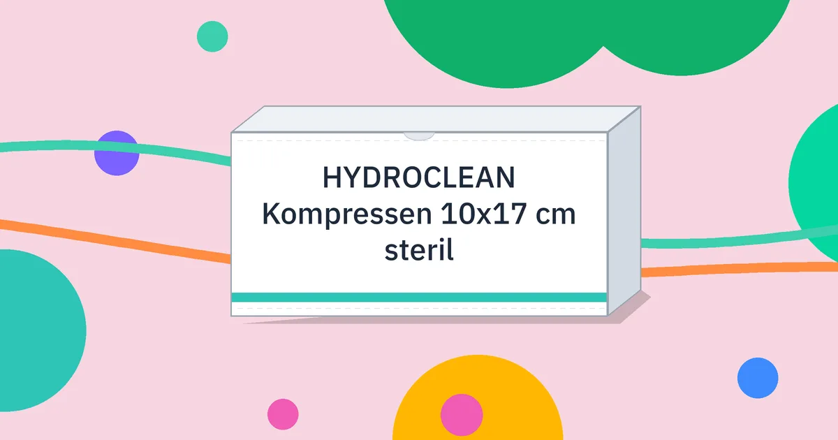 Symbolbild: Packung mit der Aufschrift HYDROCLEAN Kompressen 10x17 cm steril (PZN 20388288) – Verfügbarkeit und Bezug in Apotheken in Frankfurt am Main