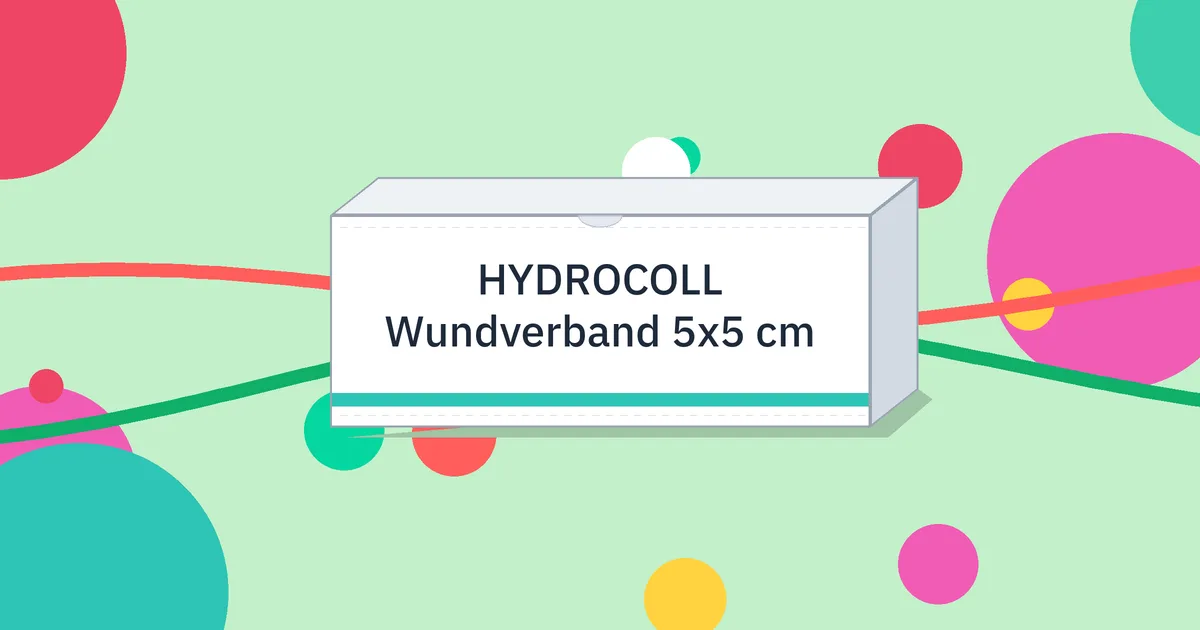 Symbolbild: Packung mit der Aufschrift HYDROCOLL Wundverband 5x5 cm (PZN 19741012) – Verfügbarkeit und Bezug in Apotheken in Frankfurt am Main