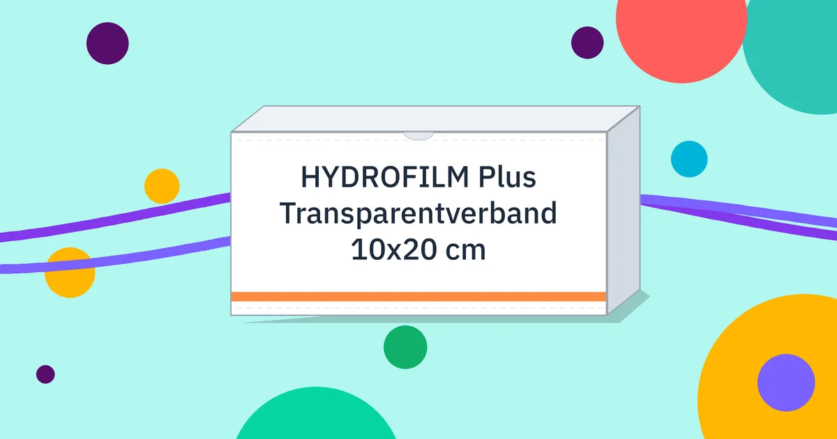 Symbolbild: Packung mit der Aufschrift HYDROFILM Plus Transparentverband 10x20 cm (PZN 06846270) – Verfügbarkeit und Bezug in Apotheken in Frankfurt am Main