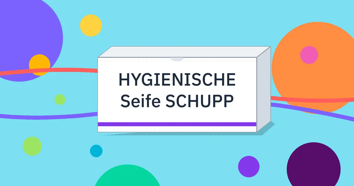Symbolbild: Packung mit der Aufschrift HYGIENISCHE Seife SCHUPP (PZN 04657777) – Verfügbarkeit und Bezug in Apotheken in Frankfurt am Main