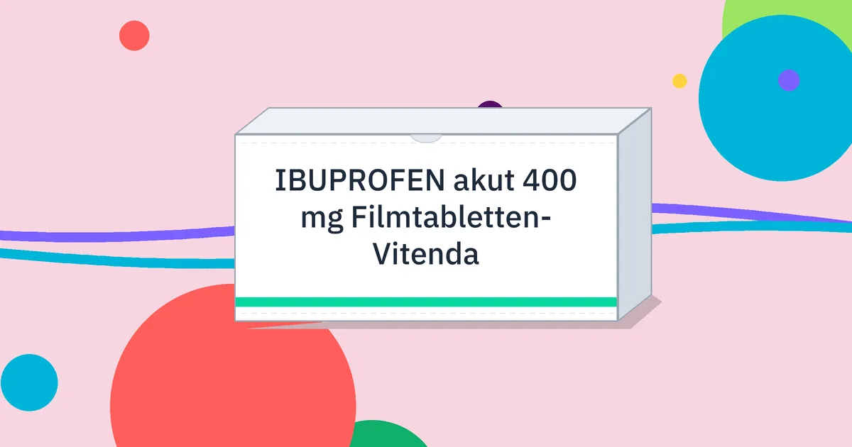 Symbolbild: Packung mit der Aufschrift IBUPROFEN akut 400 mg Filmtabletten-Vitenda (PZN 04584854) – Verfügbarkeit und Bezug in Apotheken in Frankfurt am Main