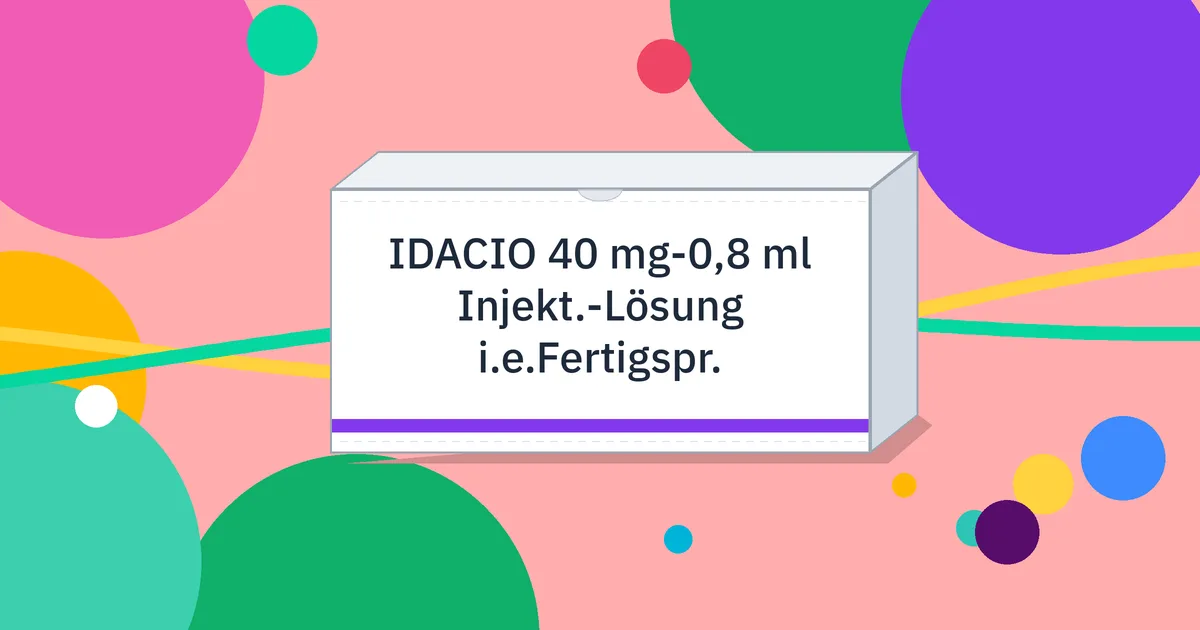 Symbolbild: Packung mit der Aufschrift IDACIO 40 mg-0,8 ml Injekt.-Lösung i.e.Fertigspr. (PZN 17249011) – Verfügbarkeit und Bezug in Apotheken in Frankfurt am Main