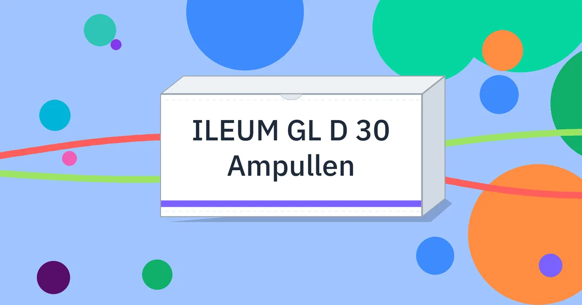 Symbolbild: Packung mit der Aufschrift ILEUM GL D 30 Ampullen (PZN 02879893) – Verfügbarkeit und Bezug in Apotheken in Frankfurt am Main